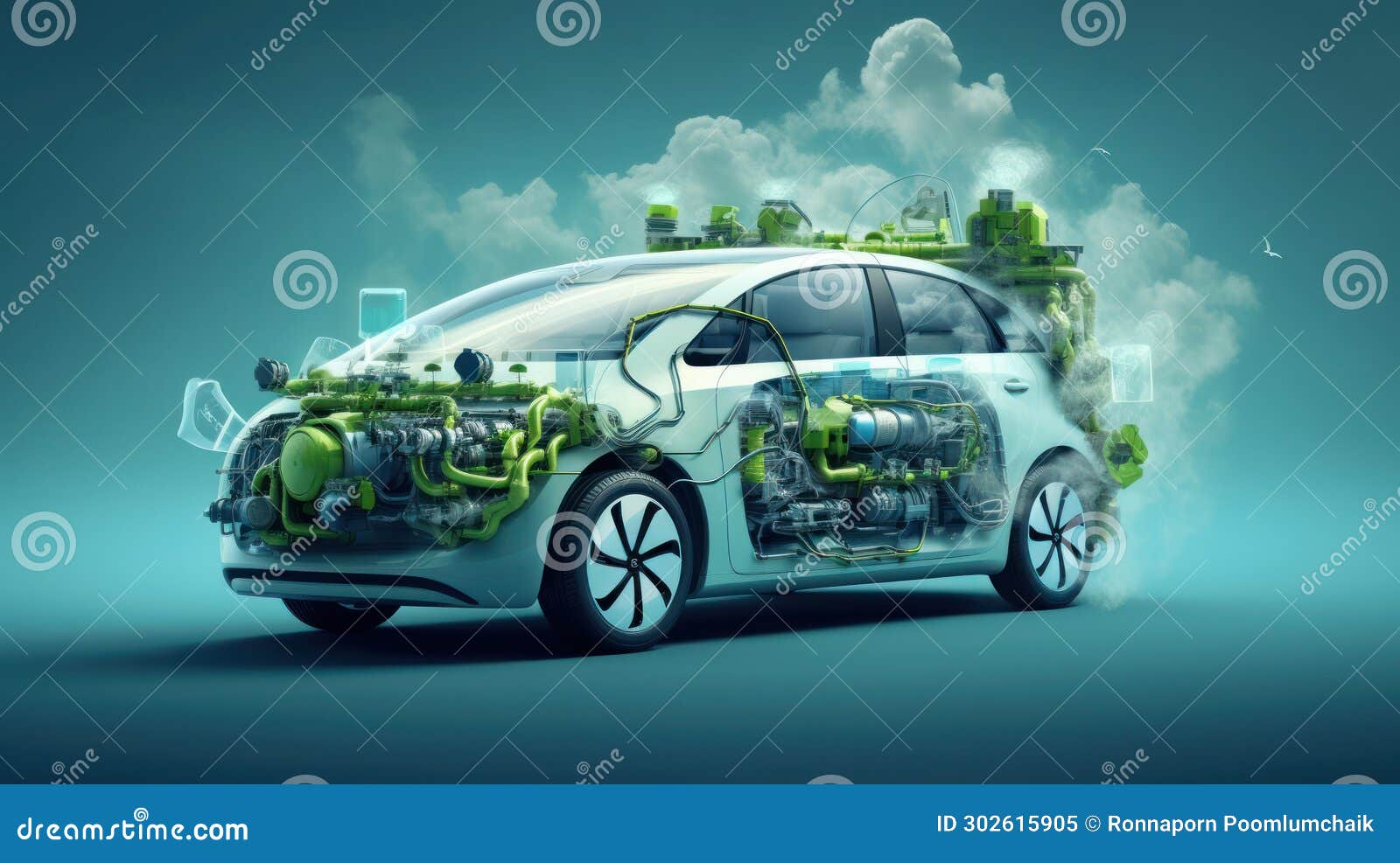 Modern Car Powered by Renewable Electricity Generation Stock ...