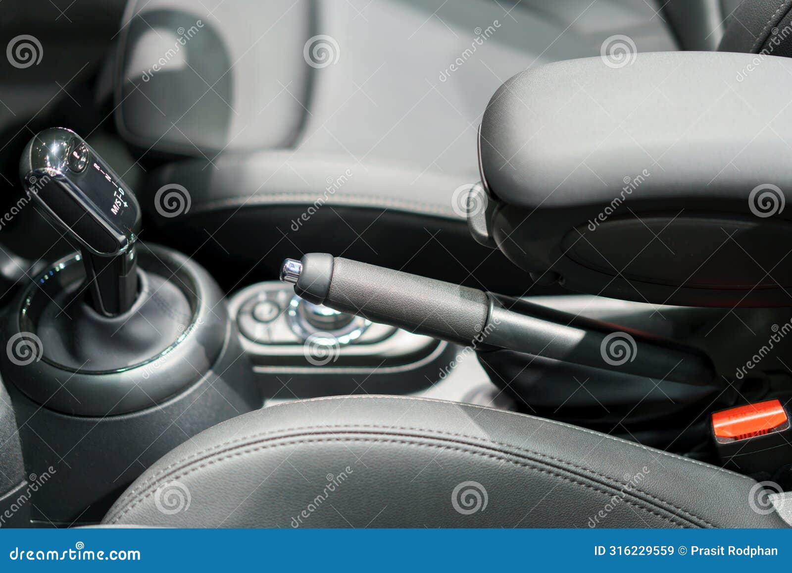 Close Up of Modern Car Automatic Gearbox and Control Buttons Stock ...