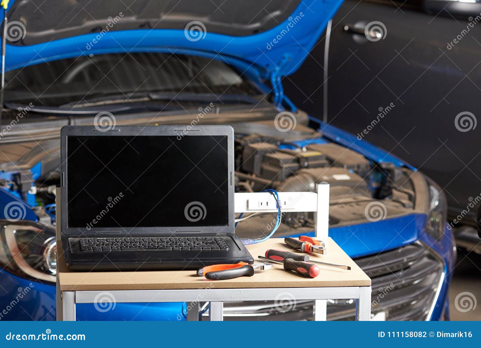 Modern Car Service Workshop Stock Photo - Image of laptop, profession ...