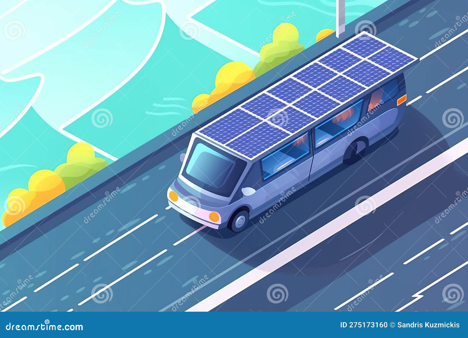 Modern Car with Solar Panels Driving on Road. Generative AI Stock ...