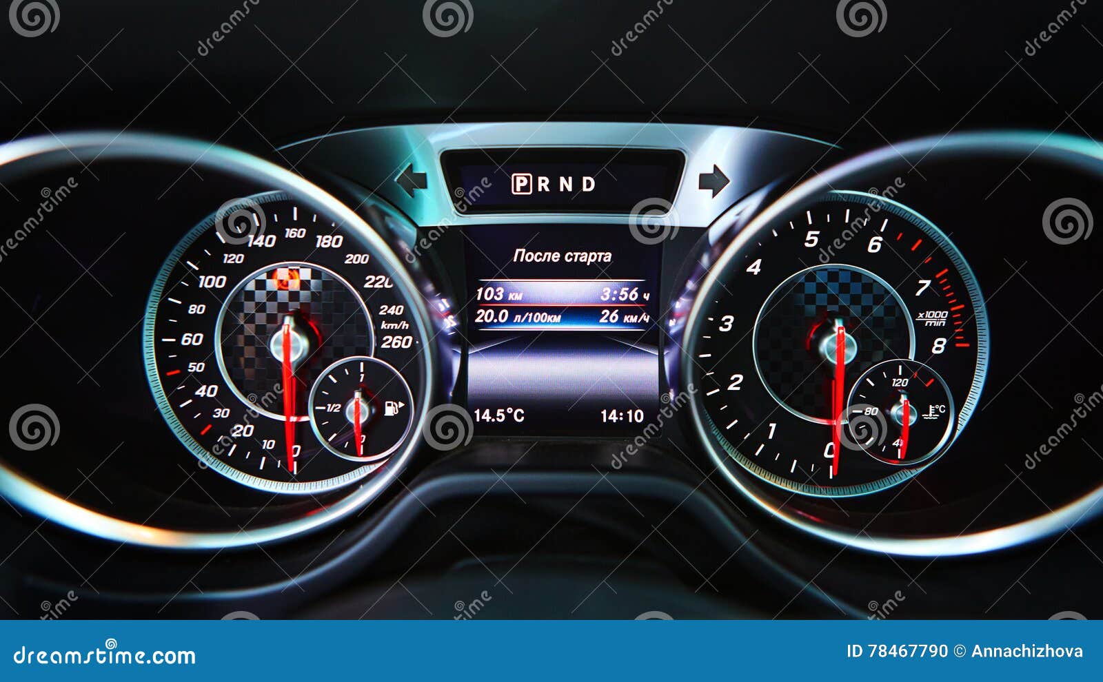 Modern Car Speedometer. Close Up Shot of the Dashboard Stock Photo ...