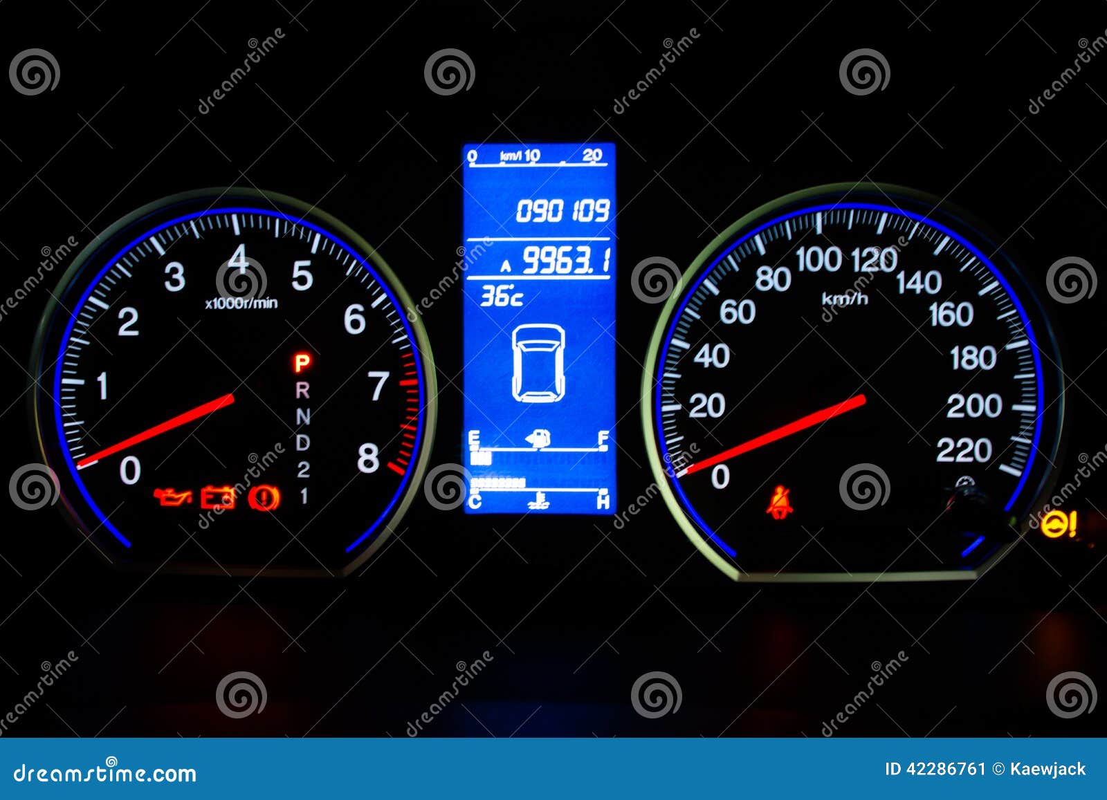 Modern Car Speedometer And Illuminated Dashboard Royalty-Free Stock ...