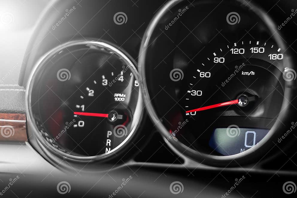 Modern Car Speedometer and Odometer Stock Image - Image of indicator ...