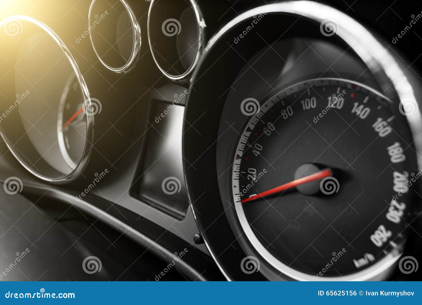 Modern Car Speedometer and Odometer at Daytime Stock Photo - Image of ...