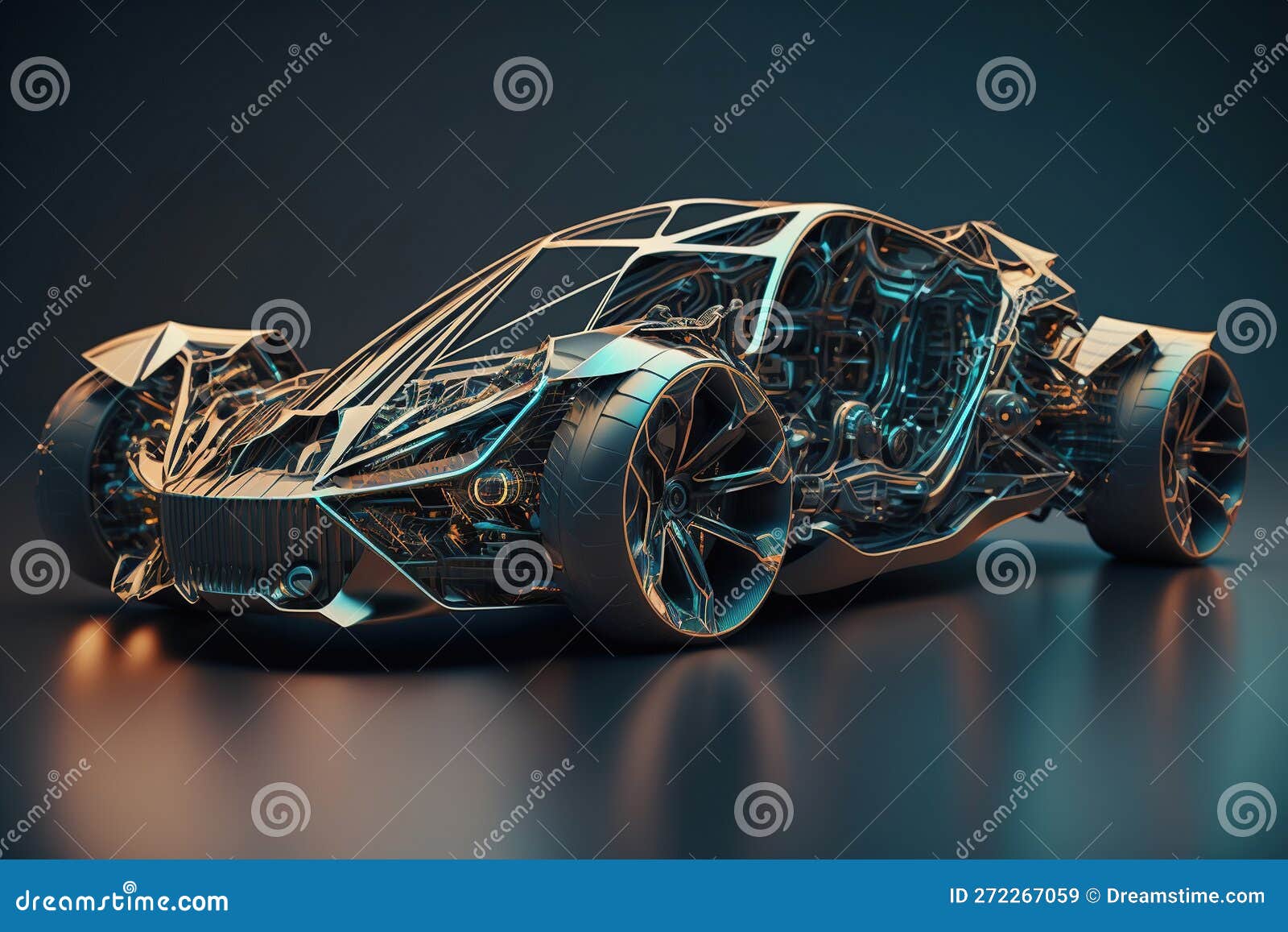 Modern Car Technology Concept with Wireframe Intersection. Generative ...