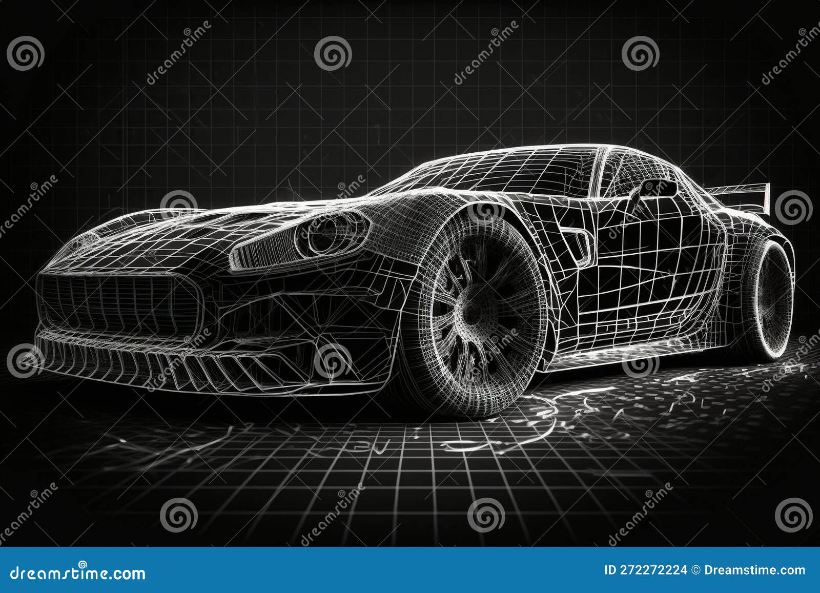 Modern Car Technology Concept with Wireframe Intersection. Generative ...