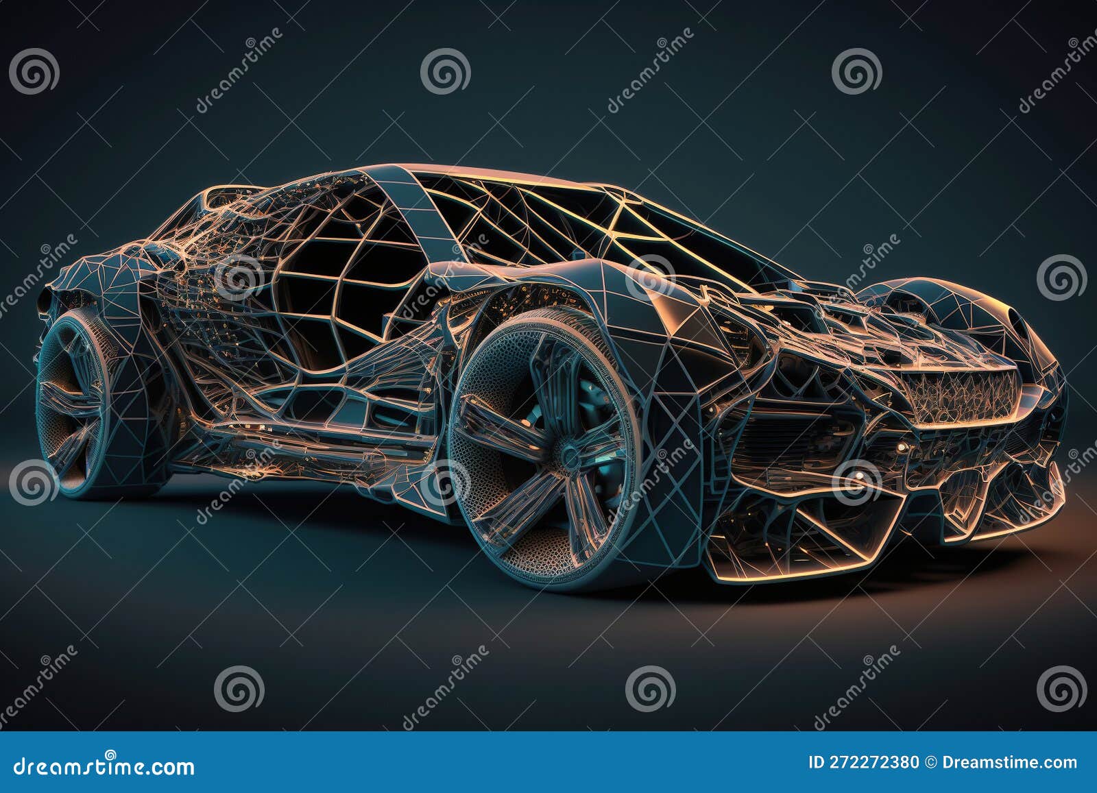 Modern Car Technology Concept with Wireframe Intersection. Generative ...