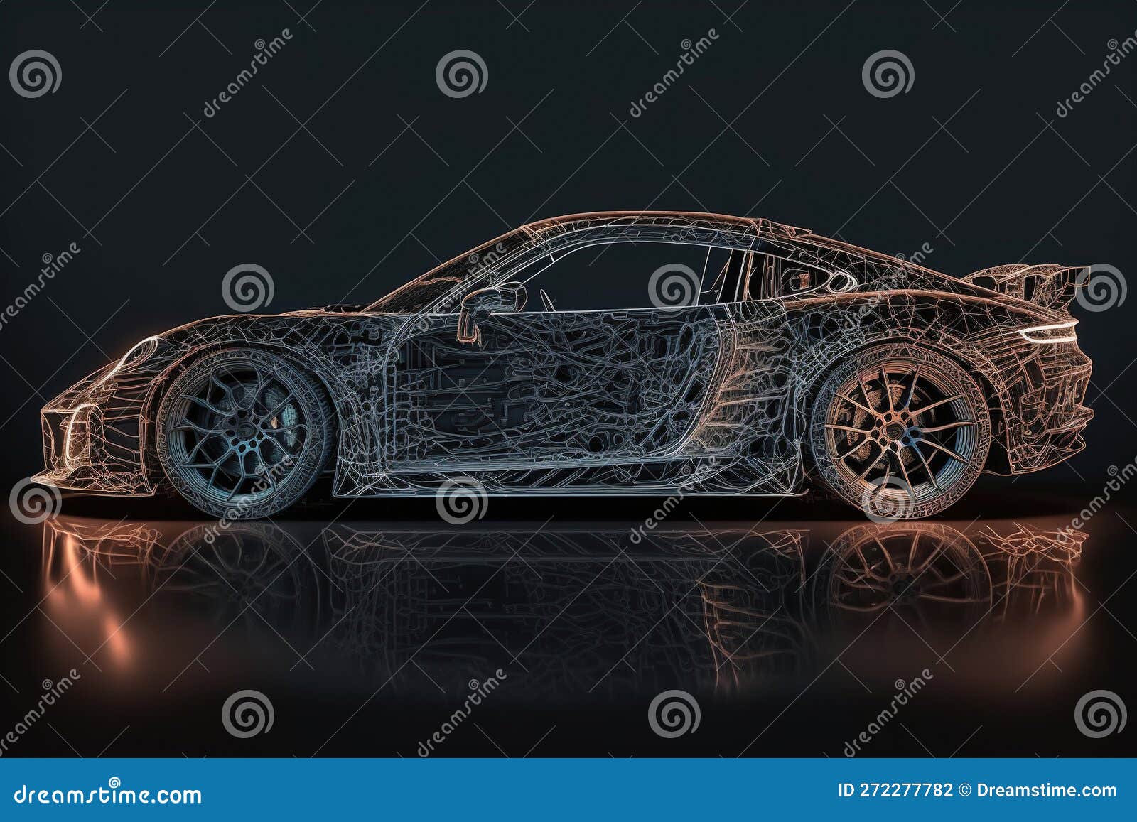 Modern Car Technology Concept with Wireframe Intersection. Generative ...