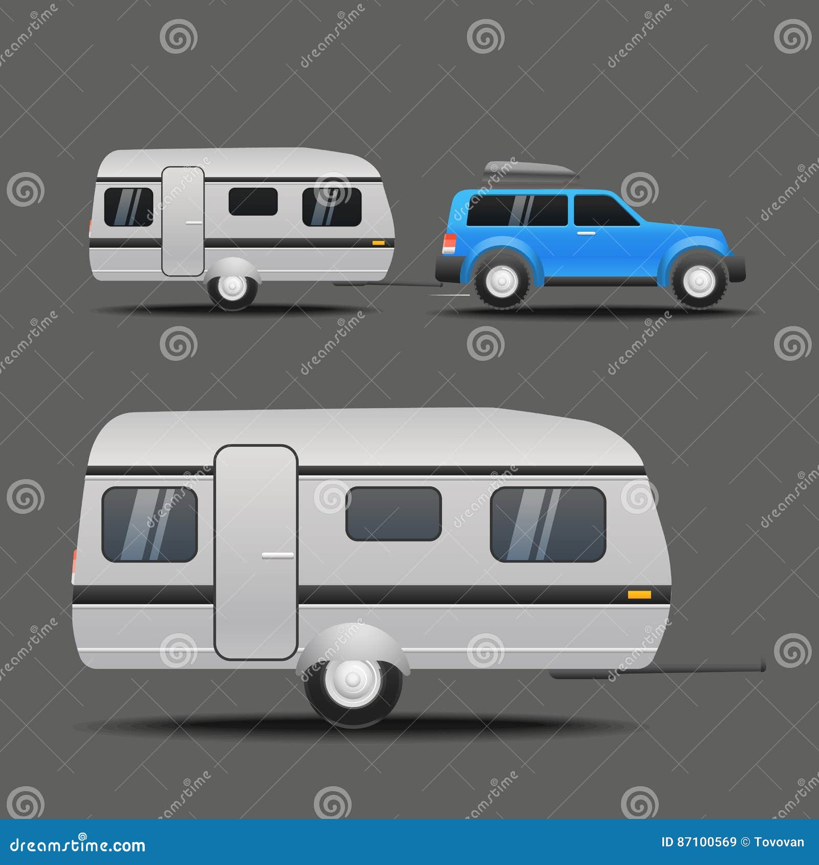 Modern Car with the Trailer. Vector Stock Vector - Illustration of ...