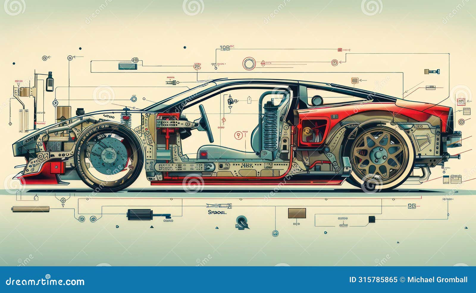 Modern Car Under Construction with Lots of Infographic Created with ...