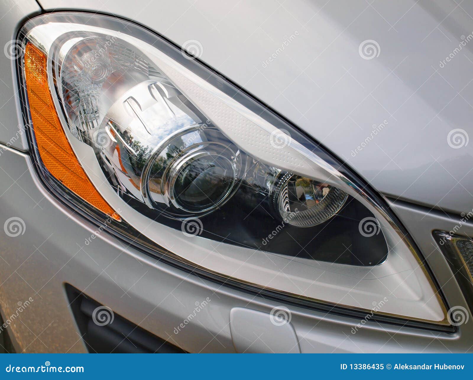 Modern car xenon headlight stock image. Image of chrome - 13386435