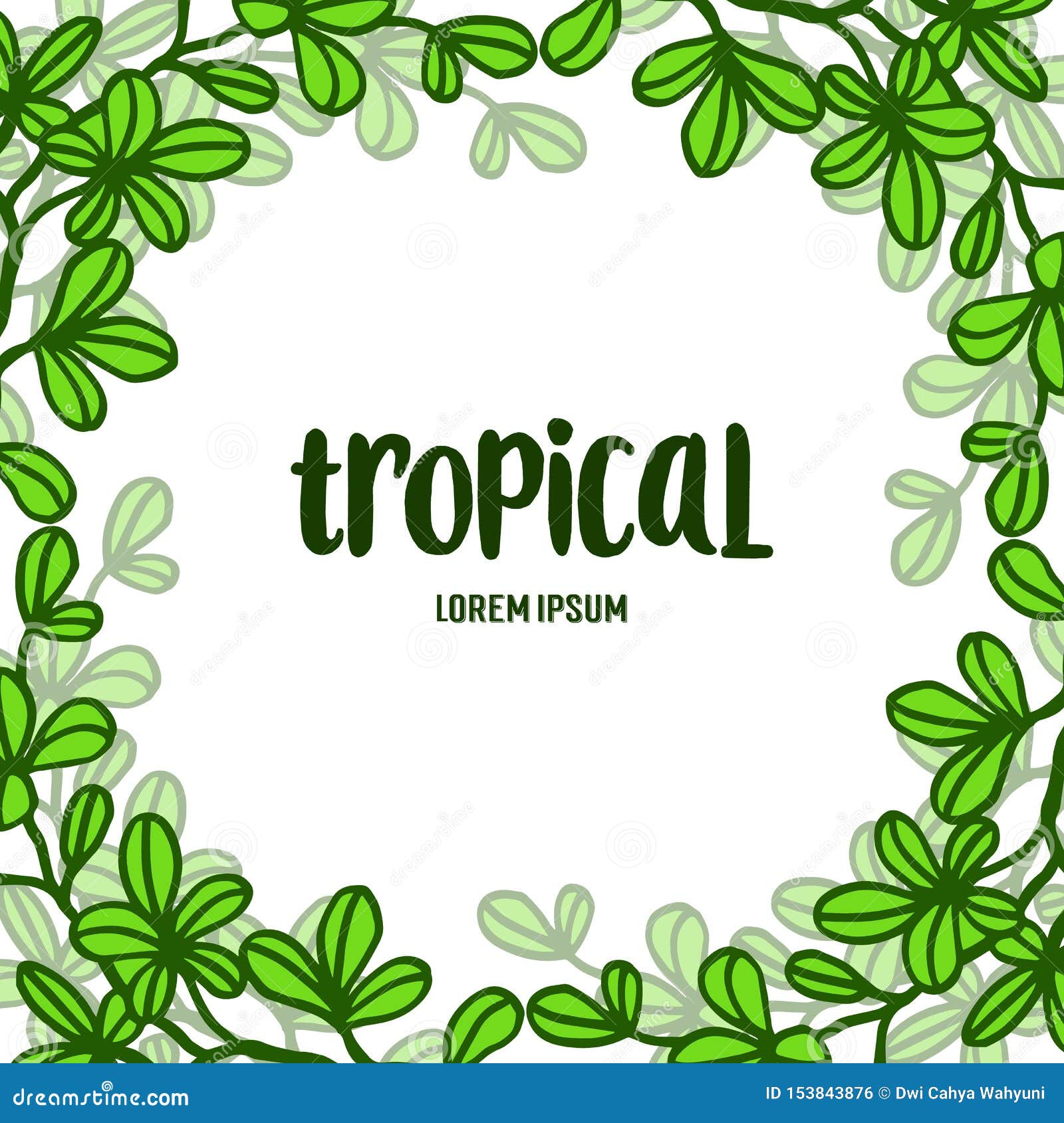 Modern Card Tropical, Design Green Leafy Floral Frame. Vector Stock ...