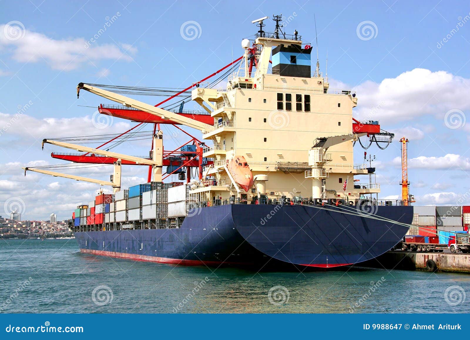Modern cargo ship stock image. Image of international - 9988647