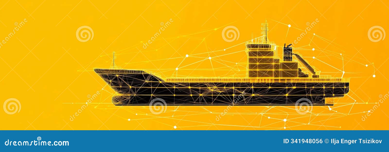Modern Cargo Ship Connected by Network Global Shipping and Logistics ...