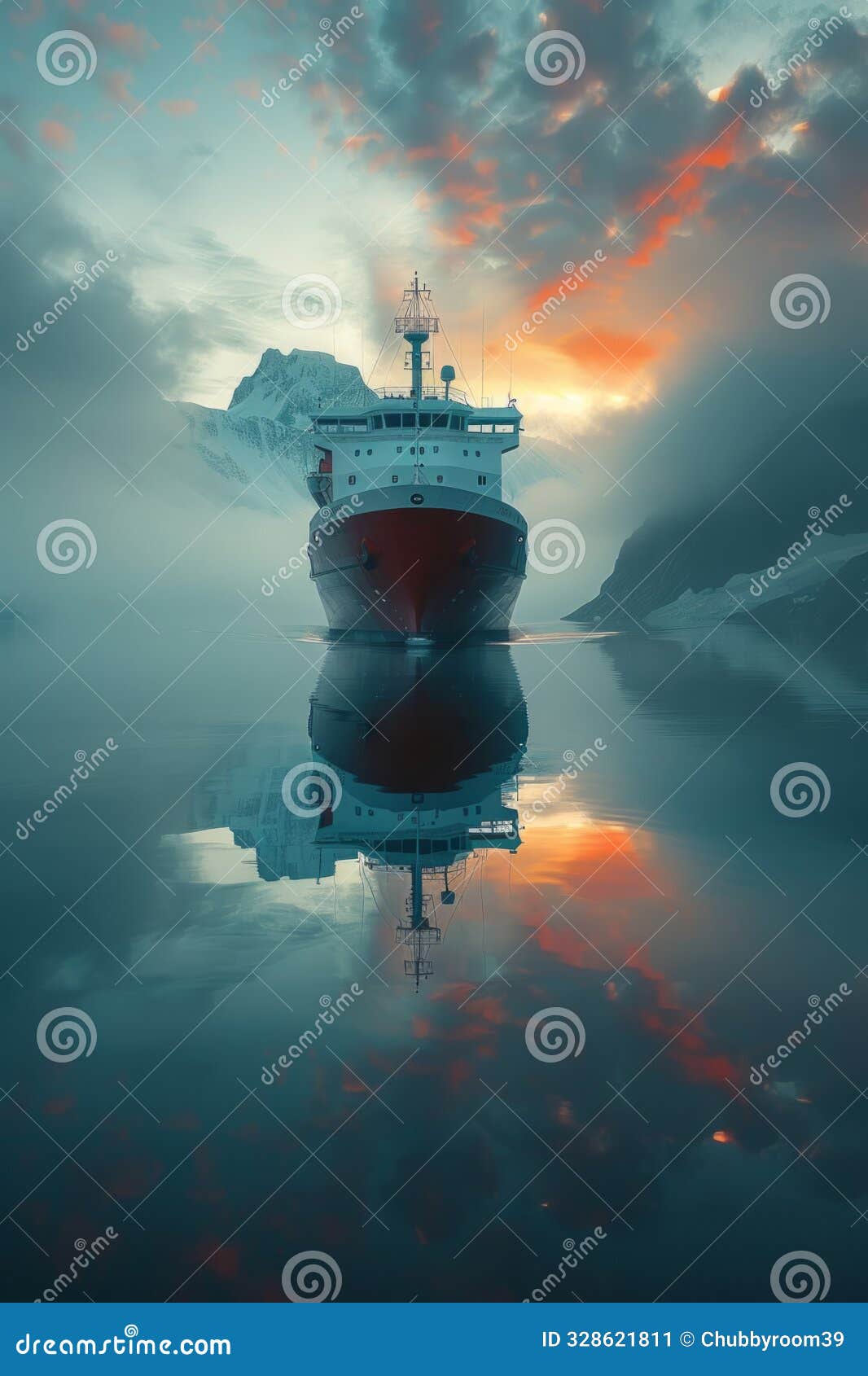 Modern Cargo Ship Sailing Smoothly Across Tranquil Ocean Waters ...