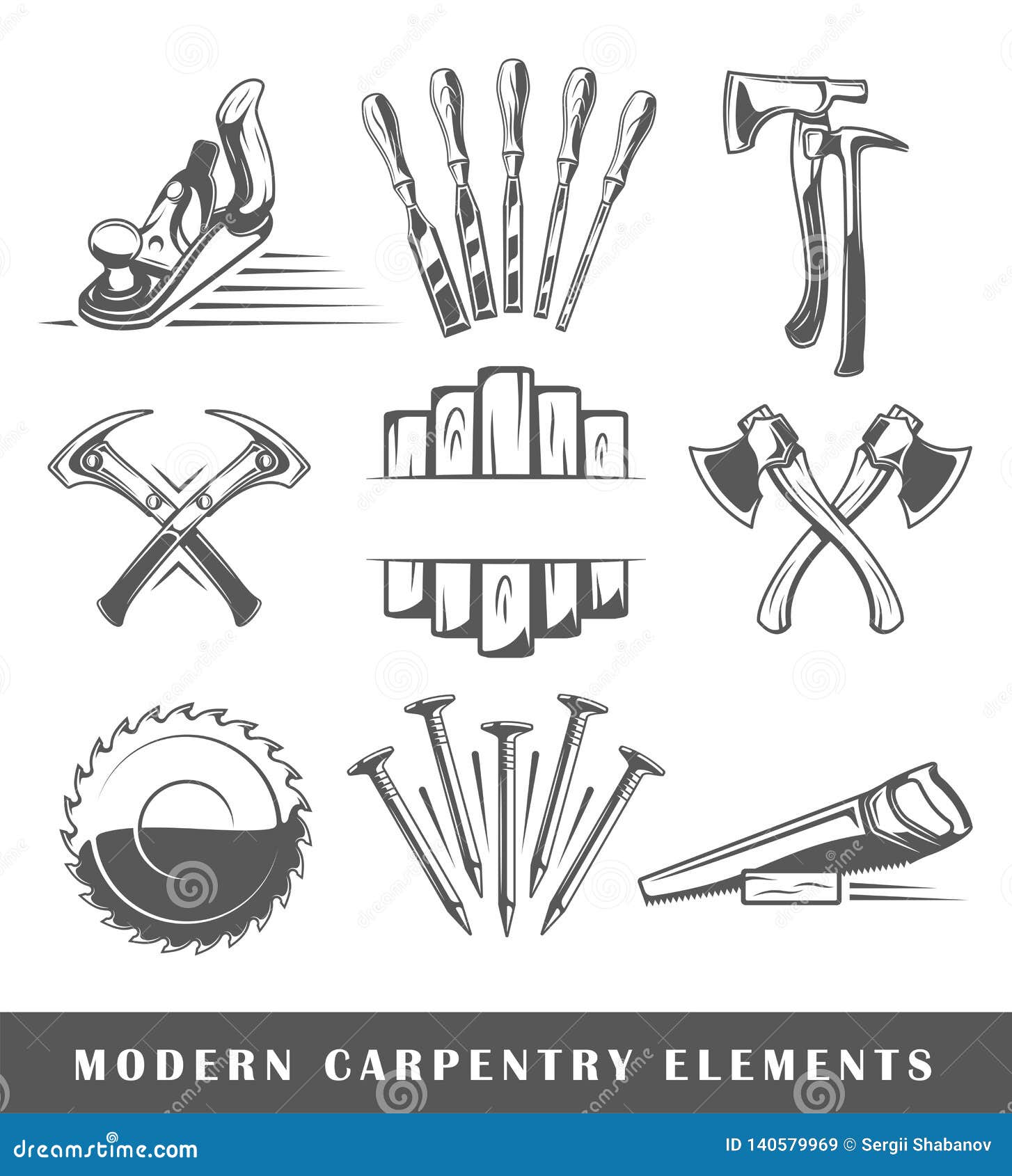 Carpentry Tools Icons Outline Vector Illustration | CartoonDealer.com ...