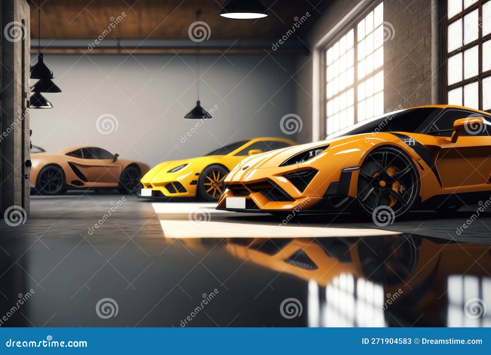 Modern Cars are in the Studio Room. AI Generation Stock Illustration ...