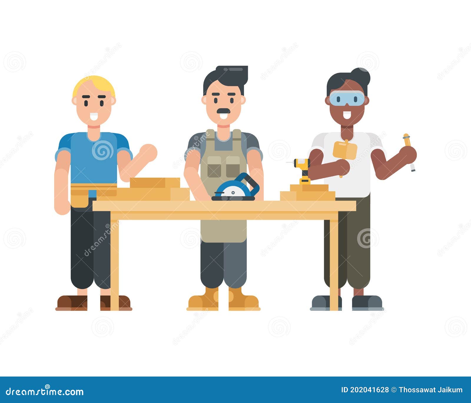Set of Carpenter Characters. Stock Vector - Illustration of animate ...