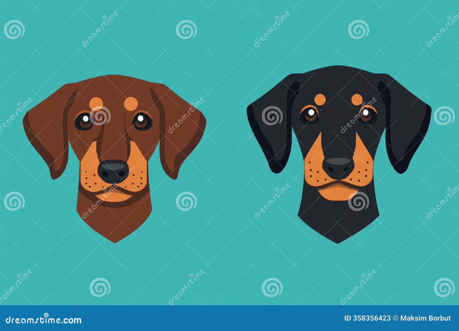 Modern Cartoon Dog Faces Suitable for Design Stock Image - Image of ...