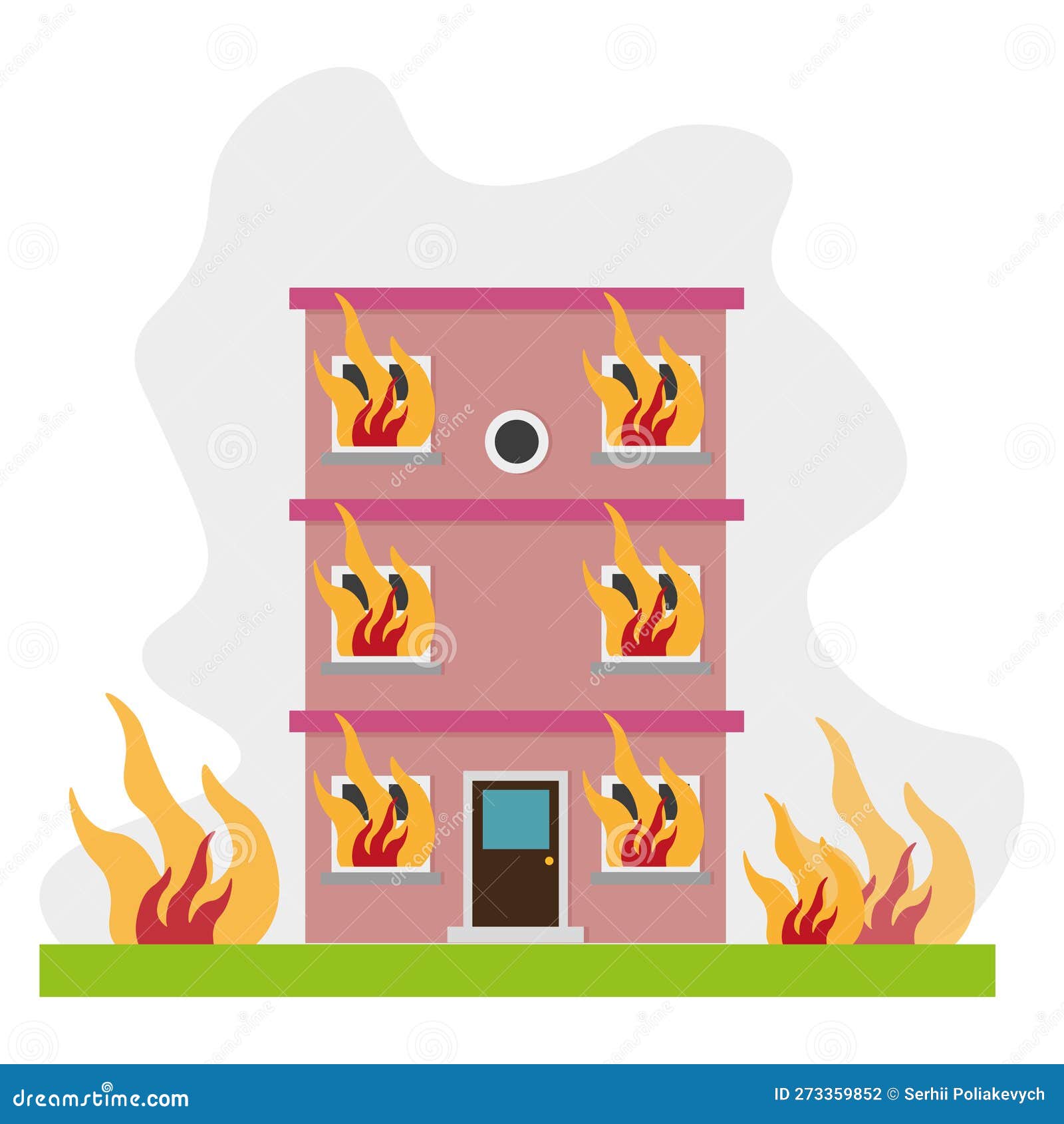 Modern Cartoon House Fire. Cartoon House is Burning. Vector ...
