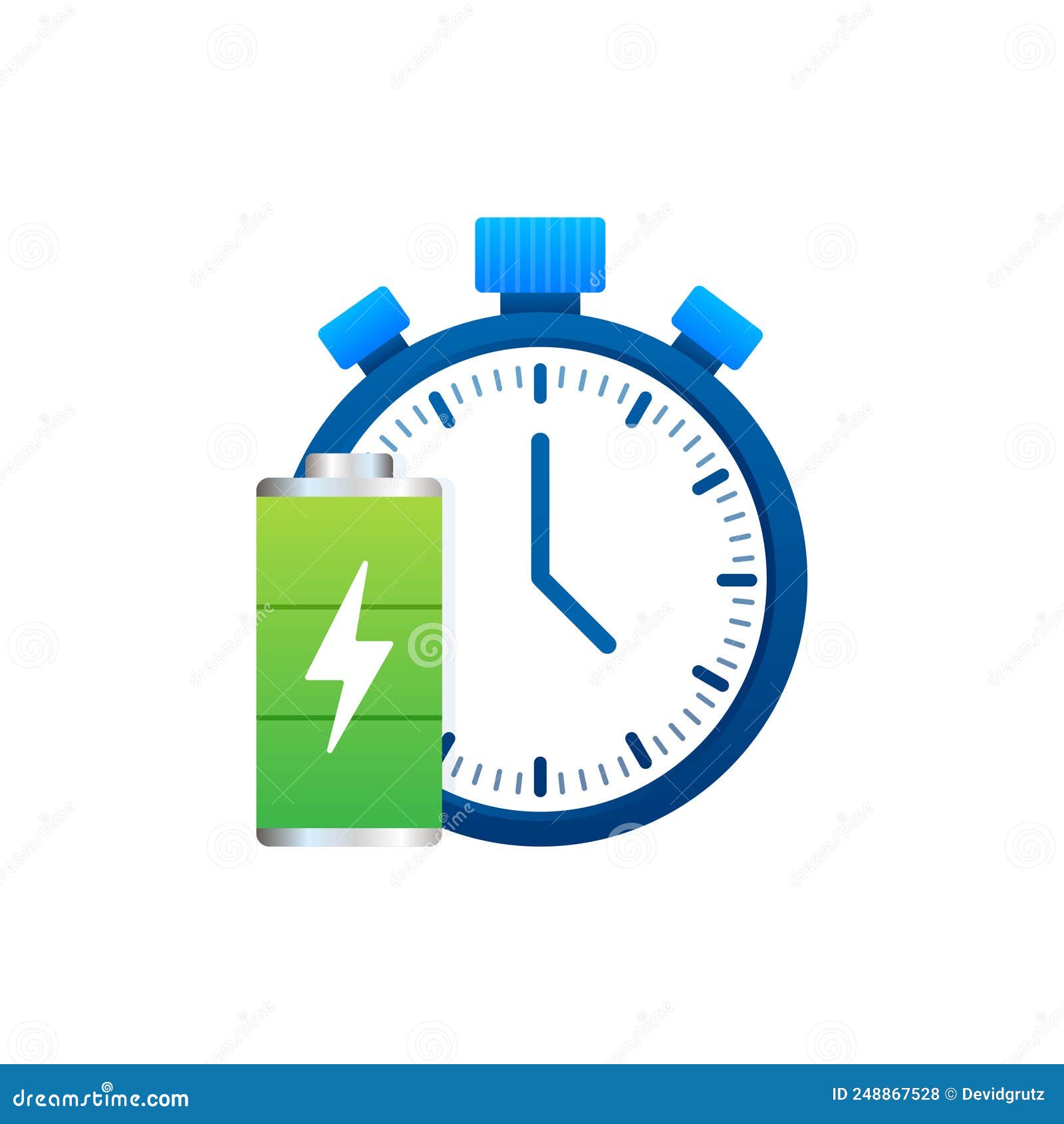 Modern Cartoon Icon with Green Quick Charging. Vector Graphic Stock ...