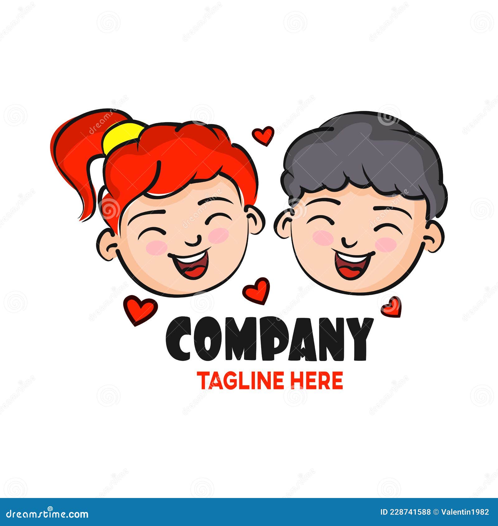 Modern Cartoon kids logo. stock vector. Illustration of beautiful ...