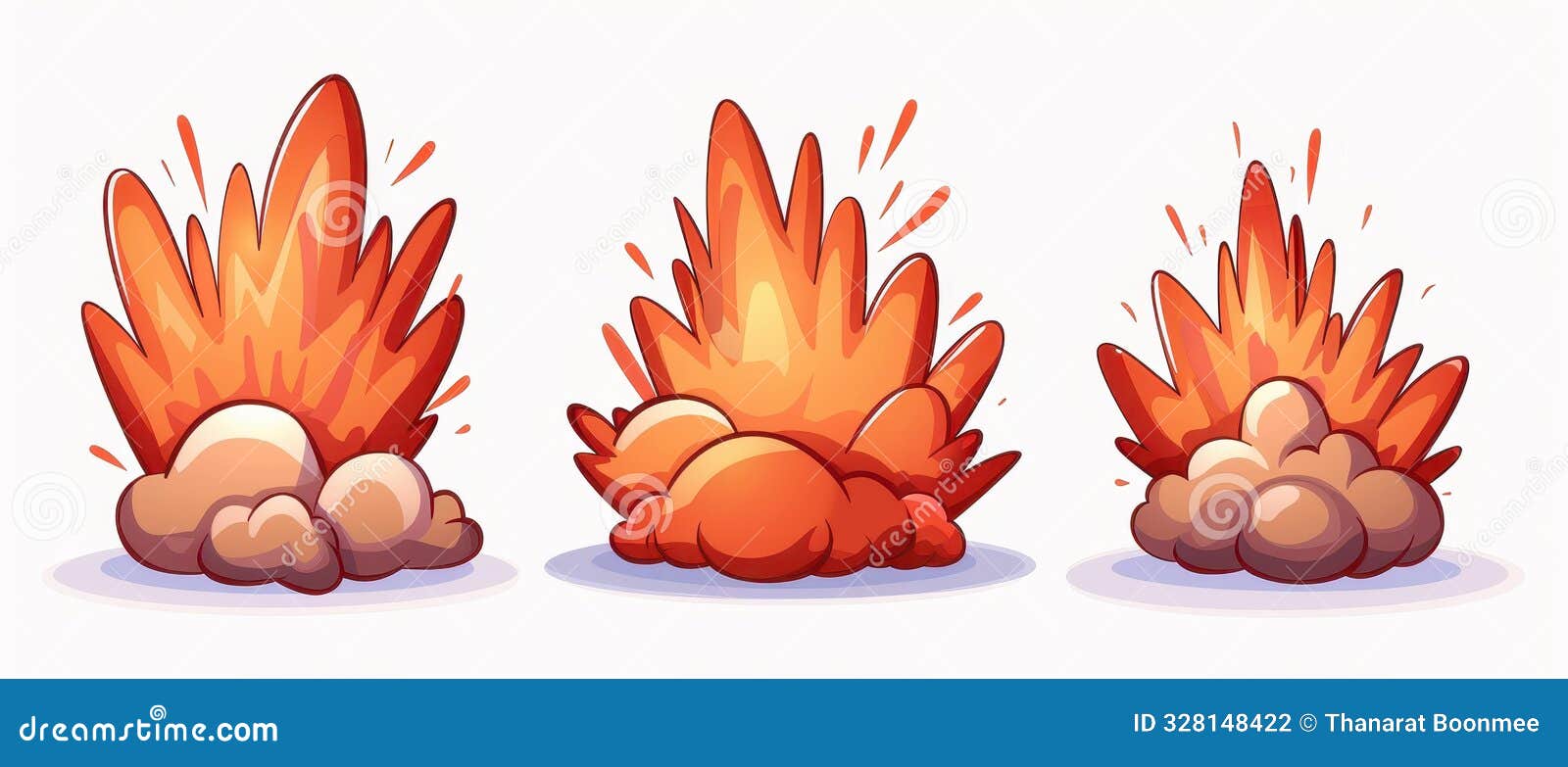 A Modern Cartoon Set Icon of an Explosion on a White Background ...
