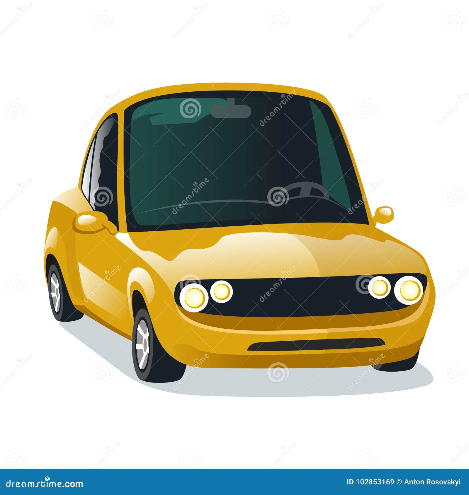 Modern Cartoon Yellow Car, Vector Illustration. Stock Vector ...