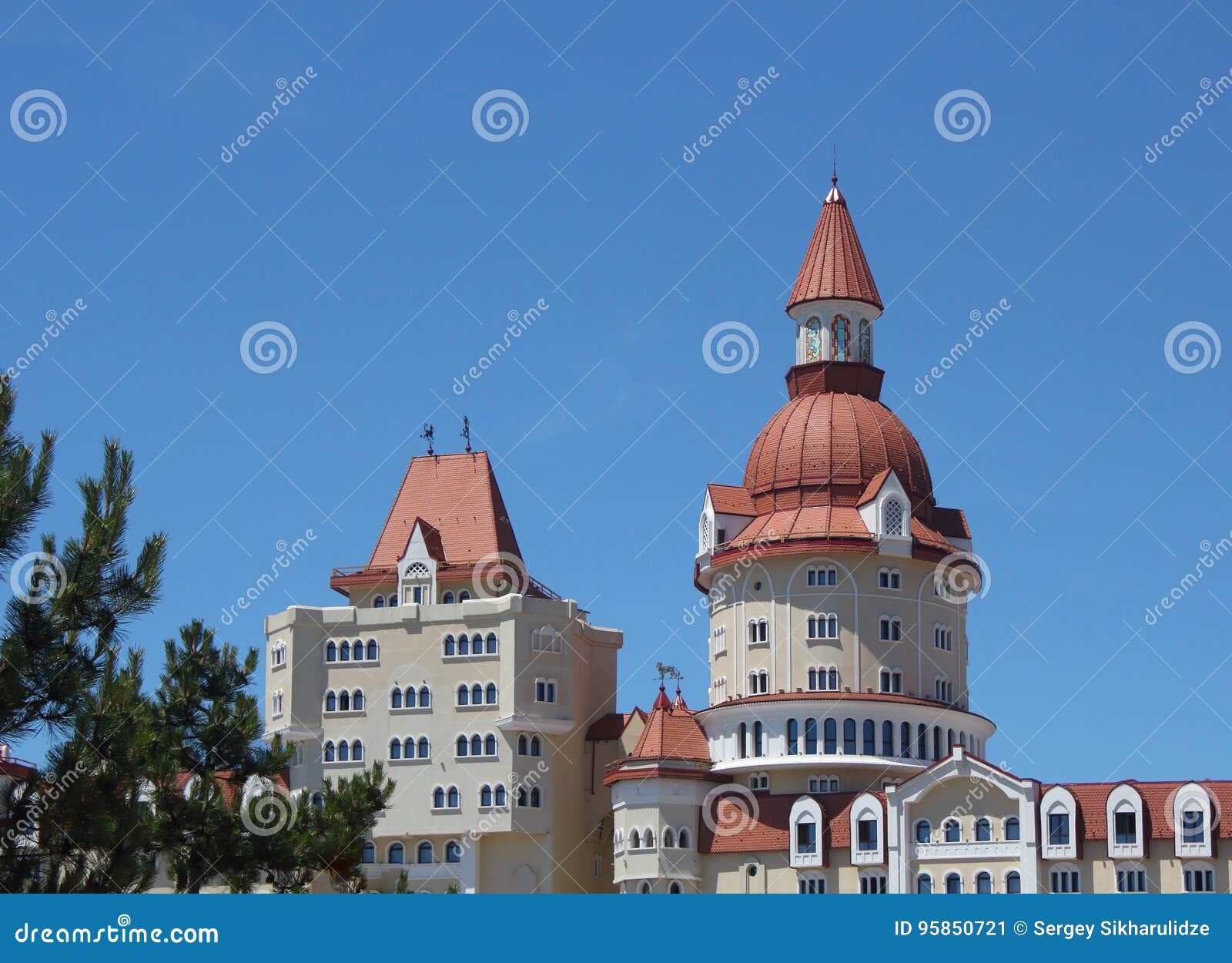 Modern Castle-type Building Over the Blue Sky Stock Image - Image of ...