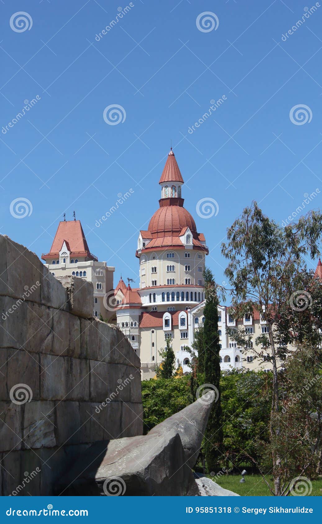 Modern Castle-type Building Over the Blue Sky Stock Photo - Image of ...