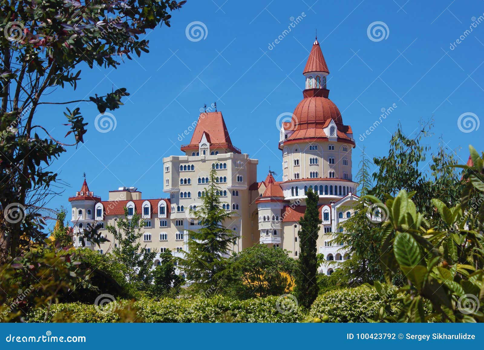 Modern Castle-type Building in the Trees Stock Photo - Image of wall ...