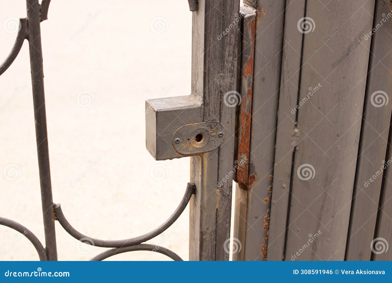 Modern Castle on a Wrought Iron Fence Stock Photo - Image of built ...