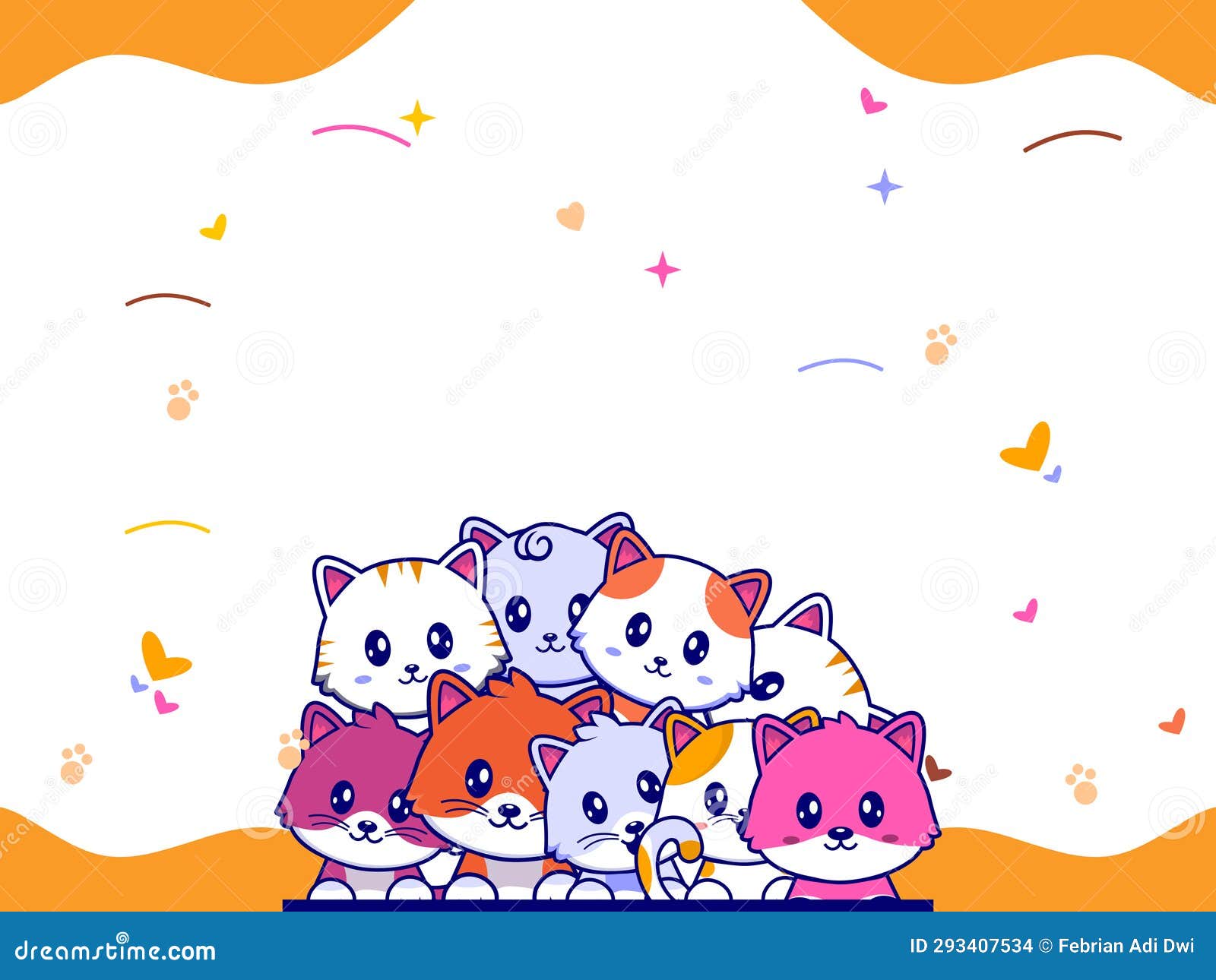 Modern Cat Background Vector Illustration Design Stock Illustration ...