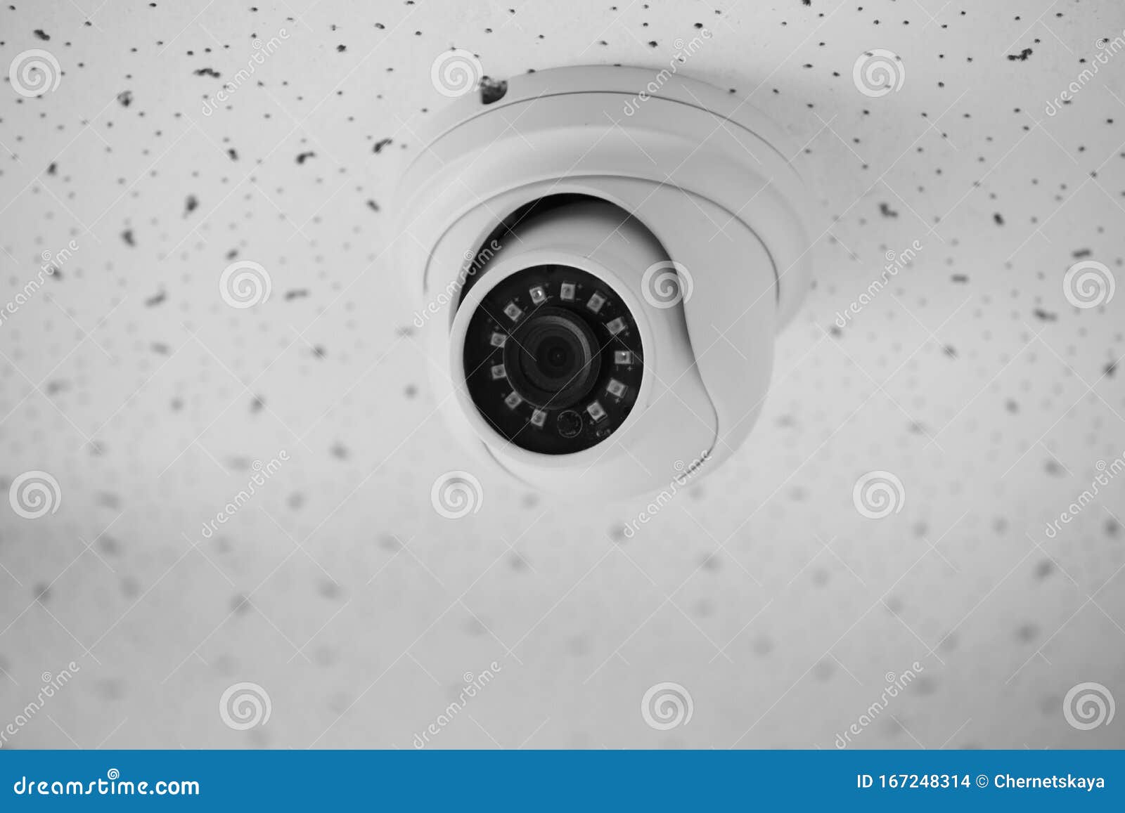 Modern CCTV Camera on Ceiling Indoors Stock Photo - Image of ...