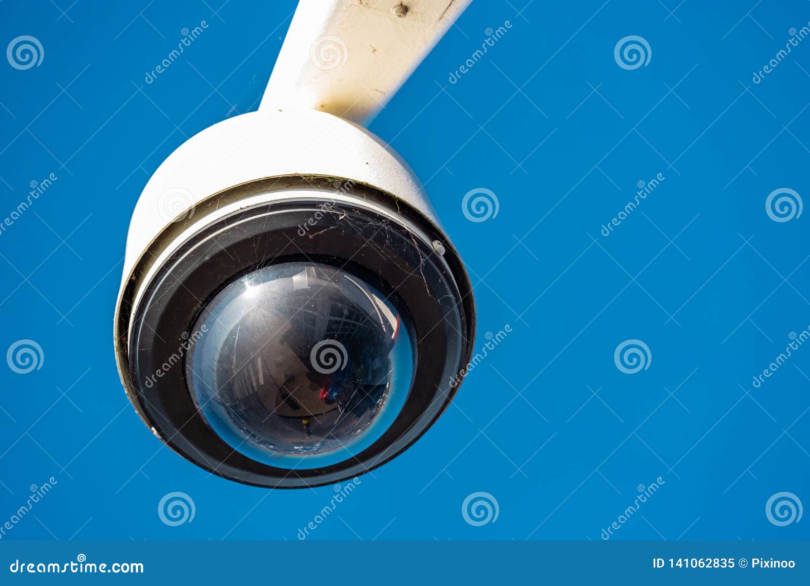 Modern CCTV Camera on a Clear Blue Sky Background Stock Image - Image ...