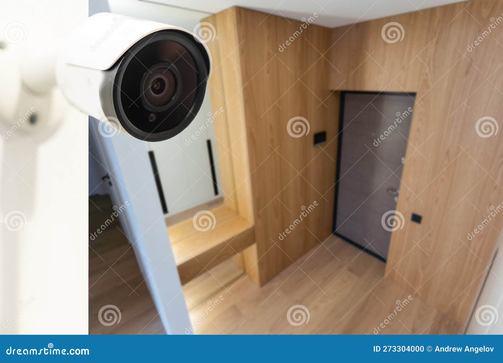 Modern CCTV Camera Installed in Entryway of Apartment Building Stock ...