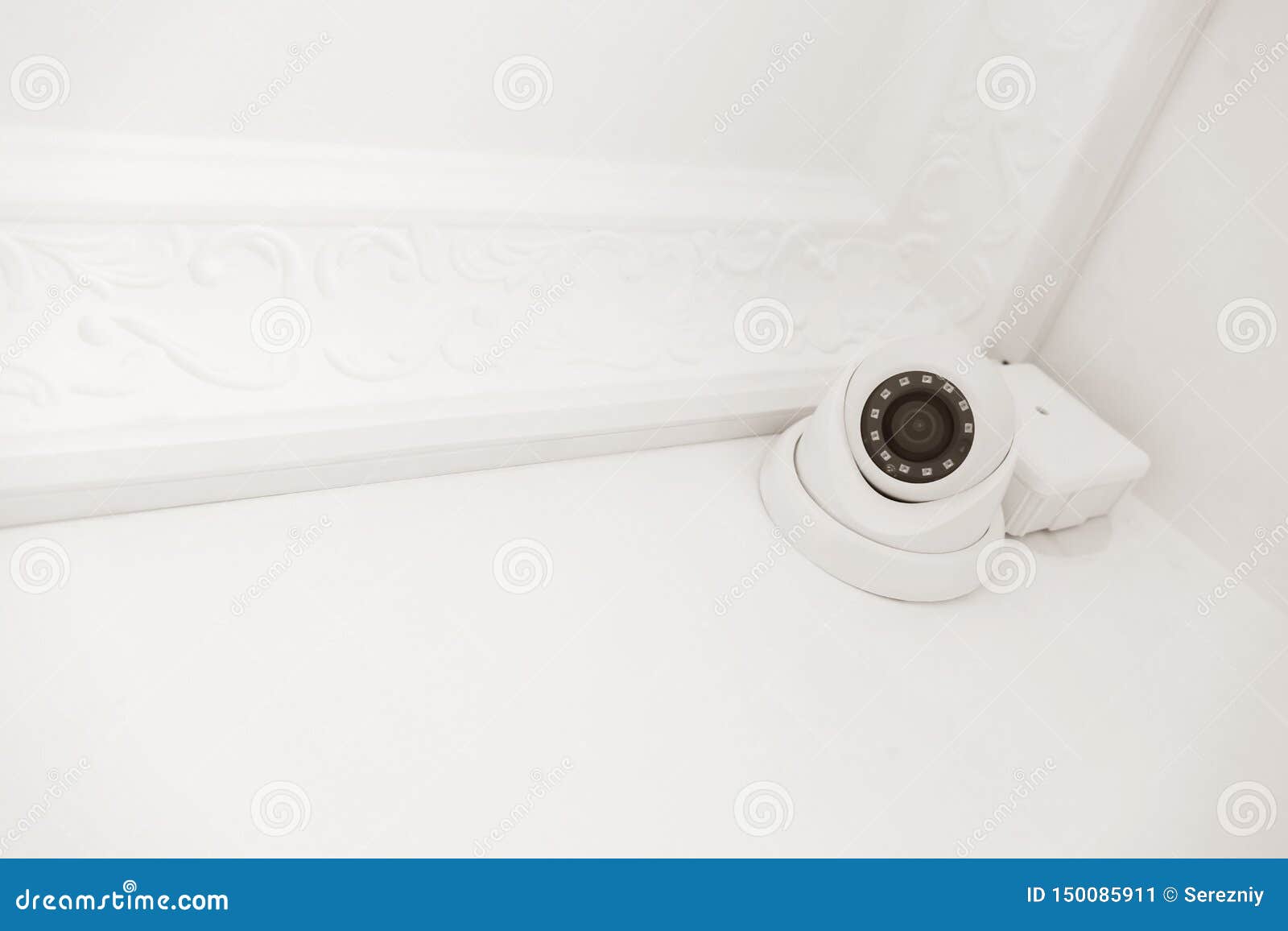 Modern CCTV Camera Installed on Wall in Room Stock Image - Image of ...