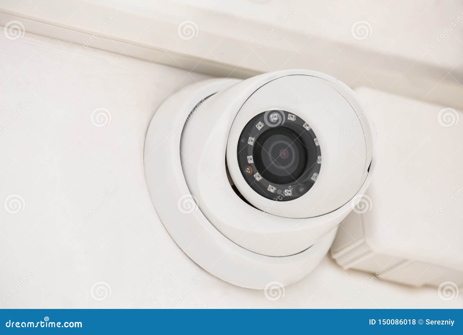 Modern CCTV Camera Installed on Wall in Room Stock Photo - Image of ...