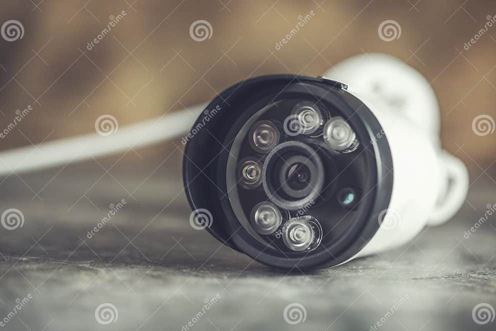 Modern CCTV Camera on the Table Stock Image - Image of table, video ...