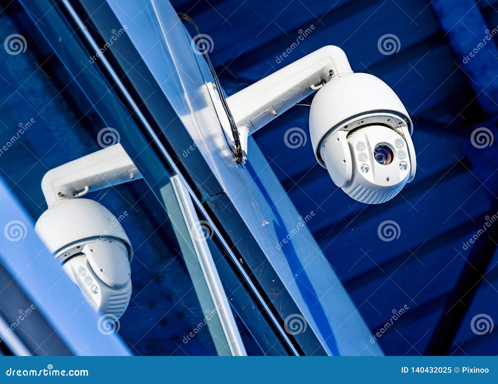 Modern CCTV Camera on the Wall of an Industrial Building Stock Image ...