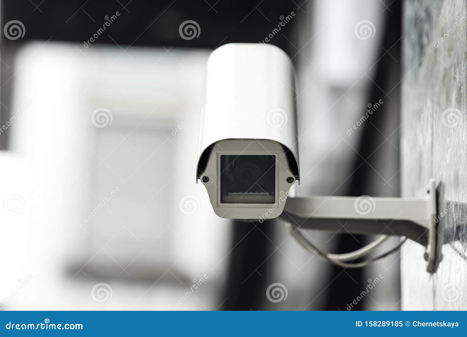 Modern CCTV Security Camera on Building Outdoors. Stock Image - Image ...