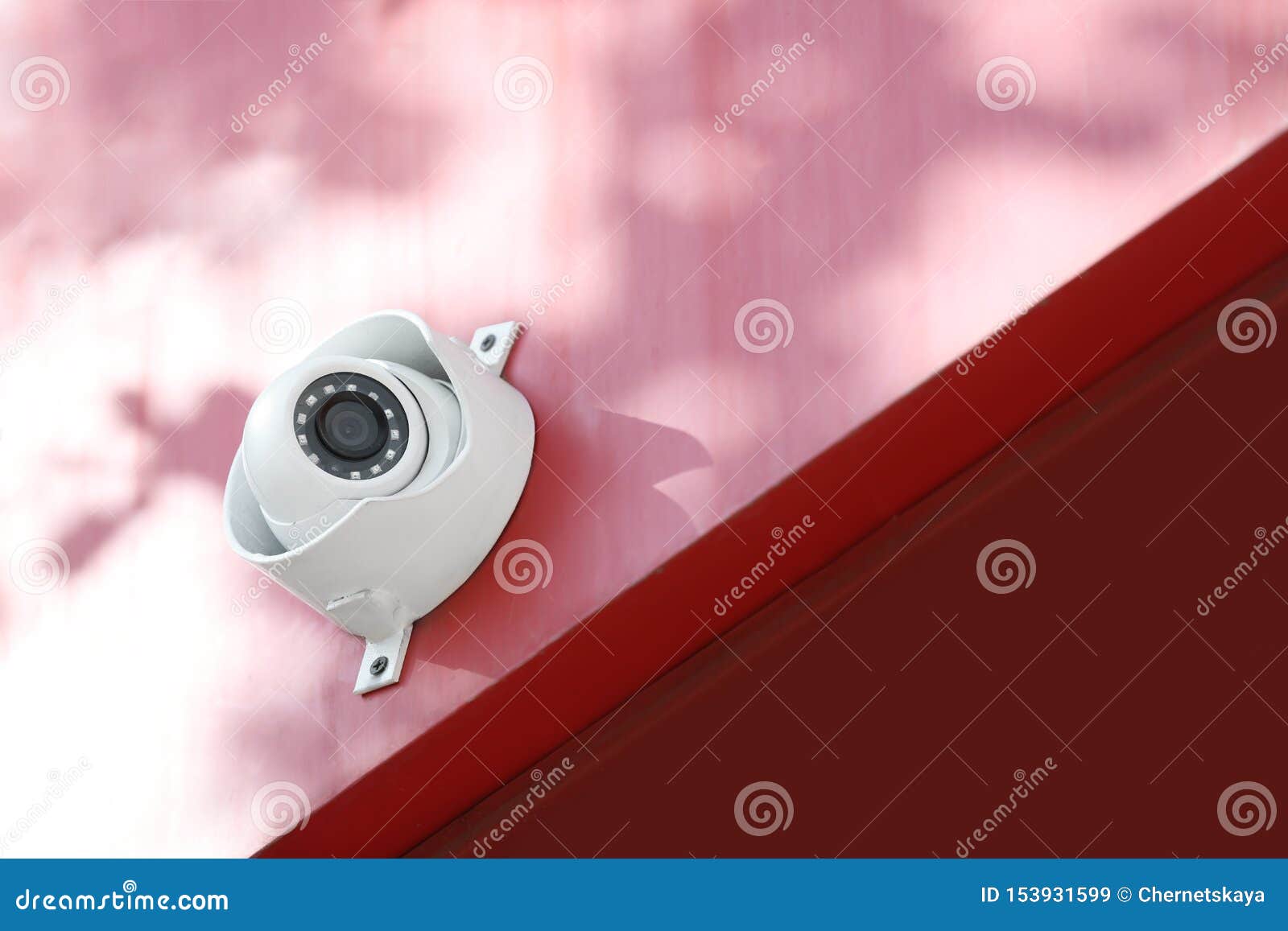 Modern CCTV Security Camera on Red Building Wall Outdoors Stock Image ...