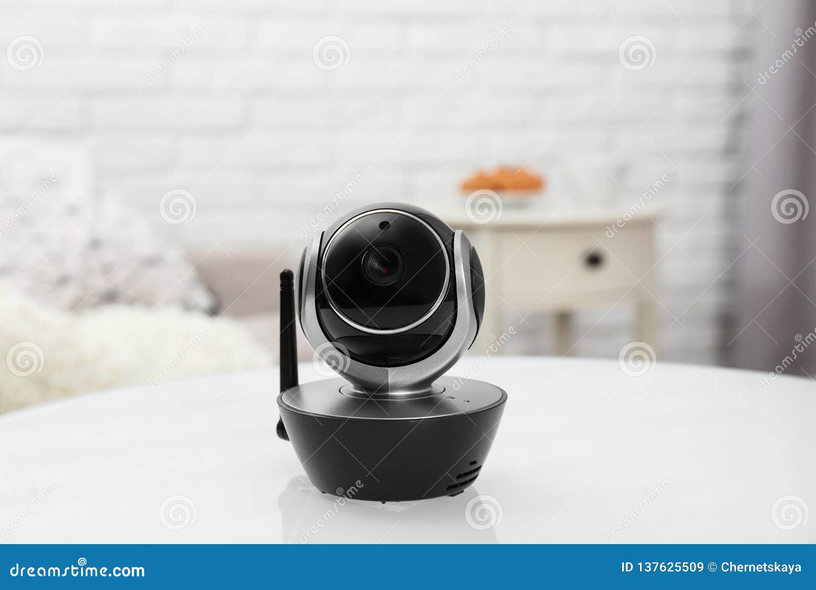 Modern CCTV Security Camera on Table Stock Image - Image of observe ...