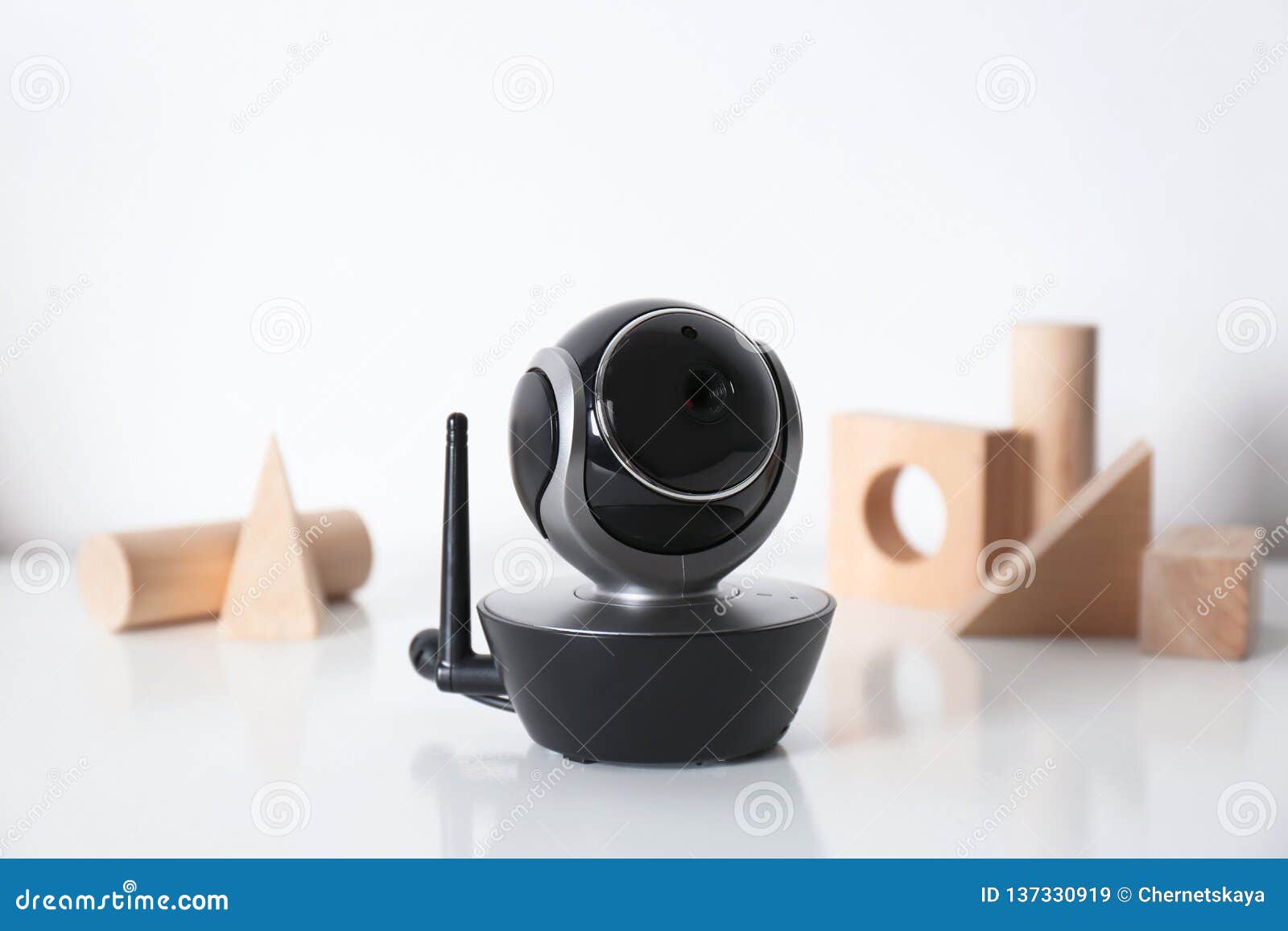 Modern CCTV Security Camera and Wooden Blocks Stock Image - Image of ...