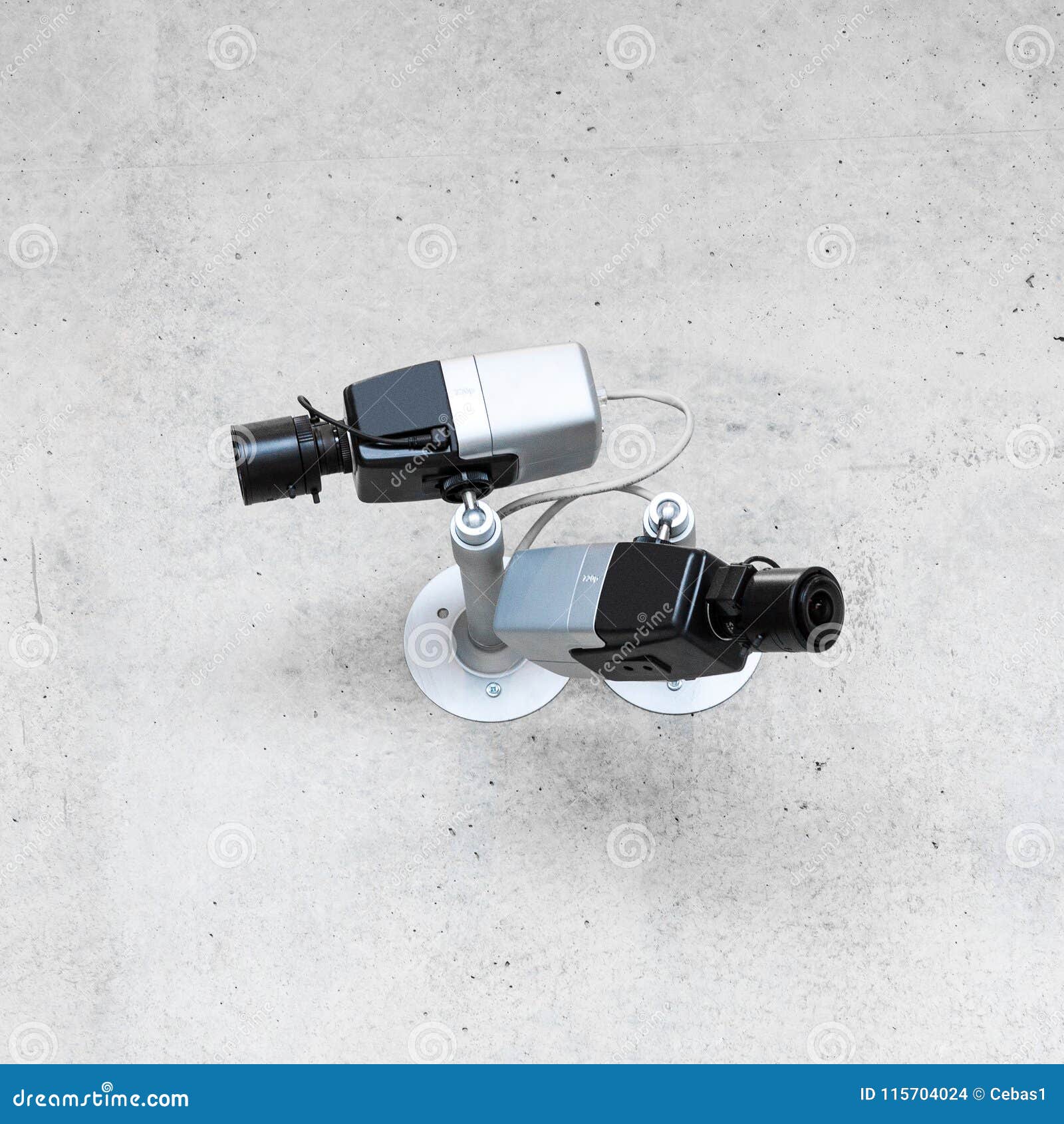 Modern CCTV Camera Mounted On A Building Wall Or Ceiling For Outdoors ...