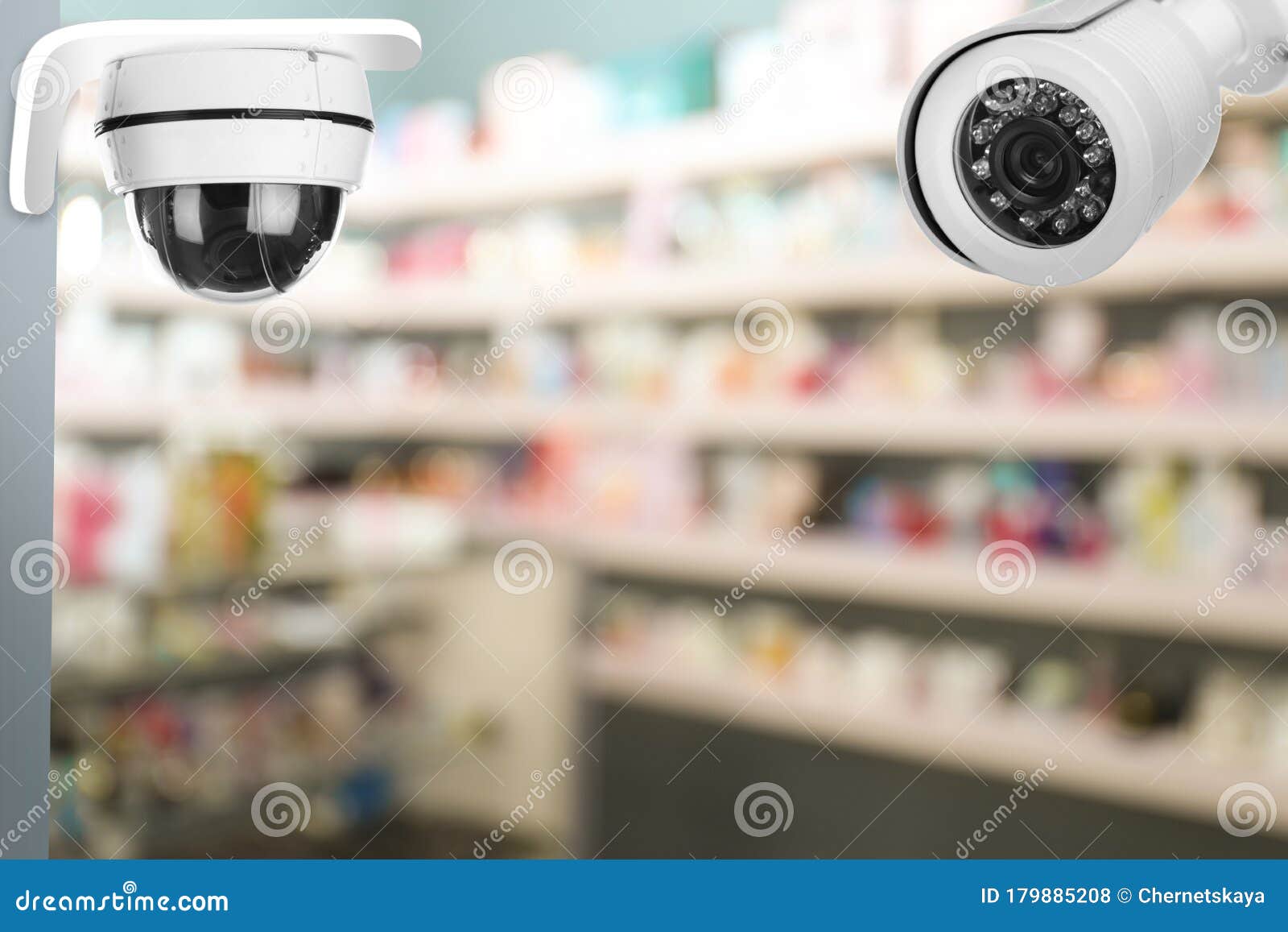 CCTV Security Cameras in Shop. Guard Equipment Stock Photo - Image of ...