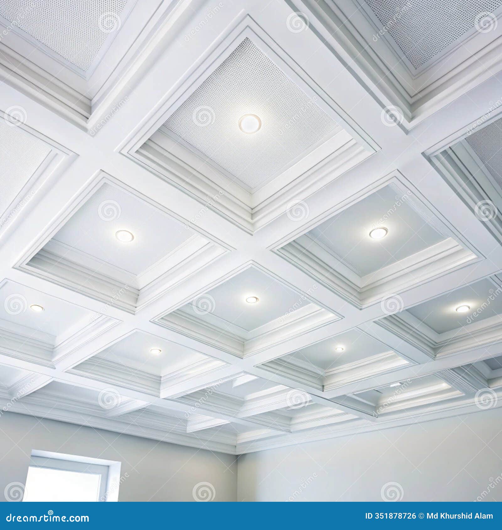 Modern Ceiling Design Featuring Geometric Patterns and Bright Lighting ...