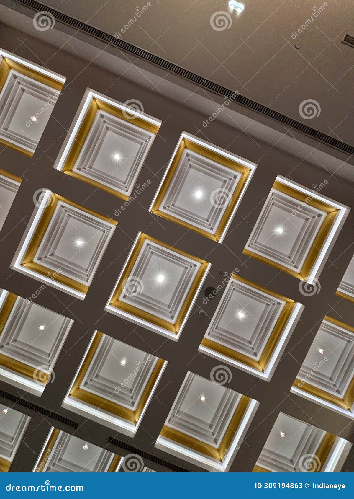 Modern Ceiling with Geometric Patterns Stock Image - Image of ...