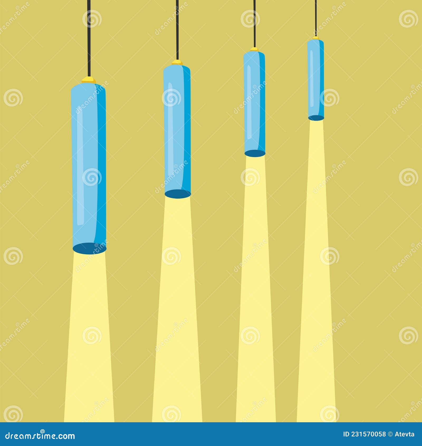 Modern Ceiling Lamp in Cartoon Style. a Chandelier Hanging on a Cable ...