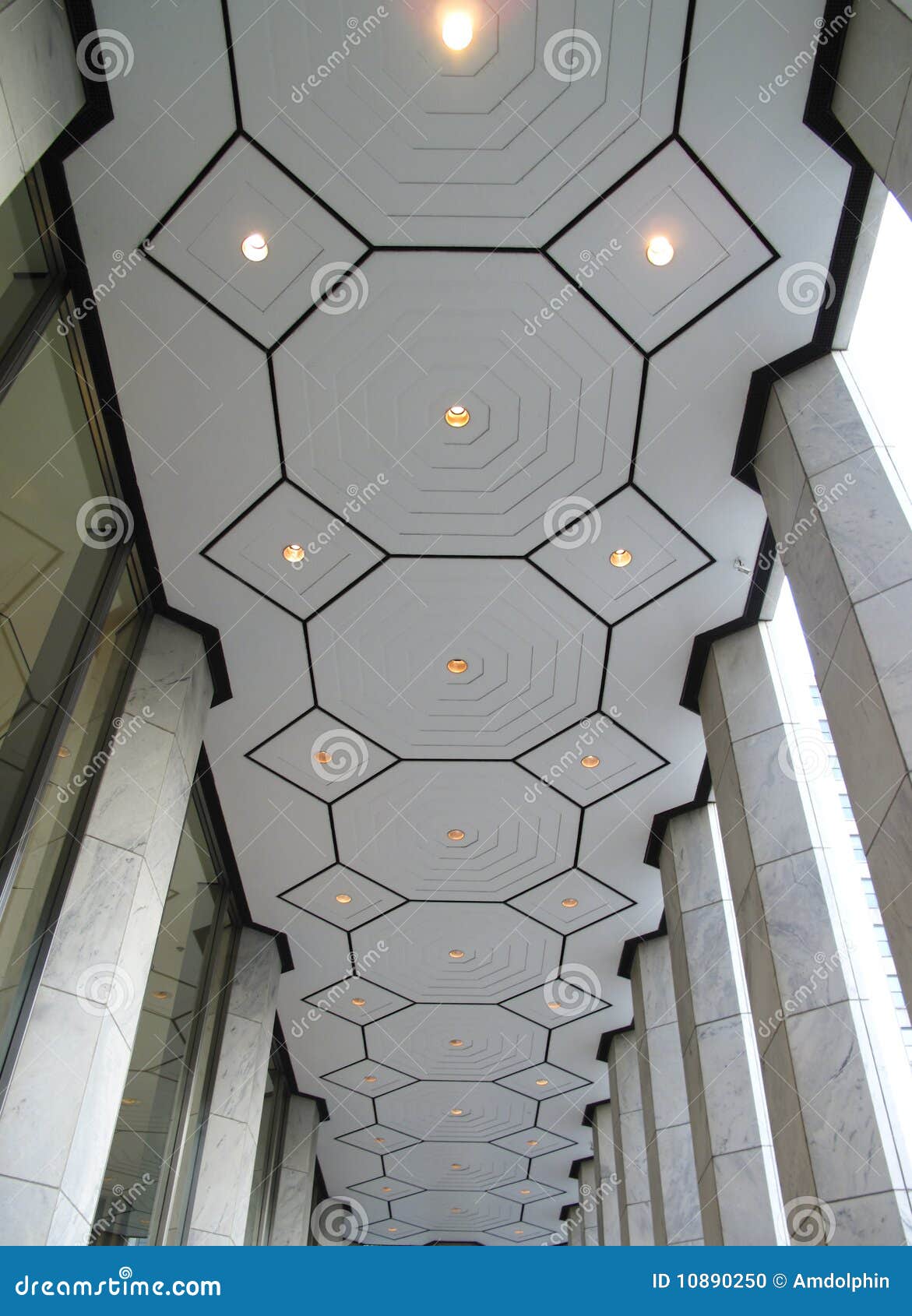 Modern Ceiling Surrounded by Marble Pillars Stock Photo - Image of ...